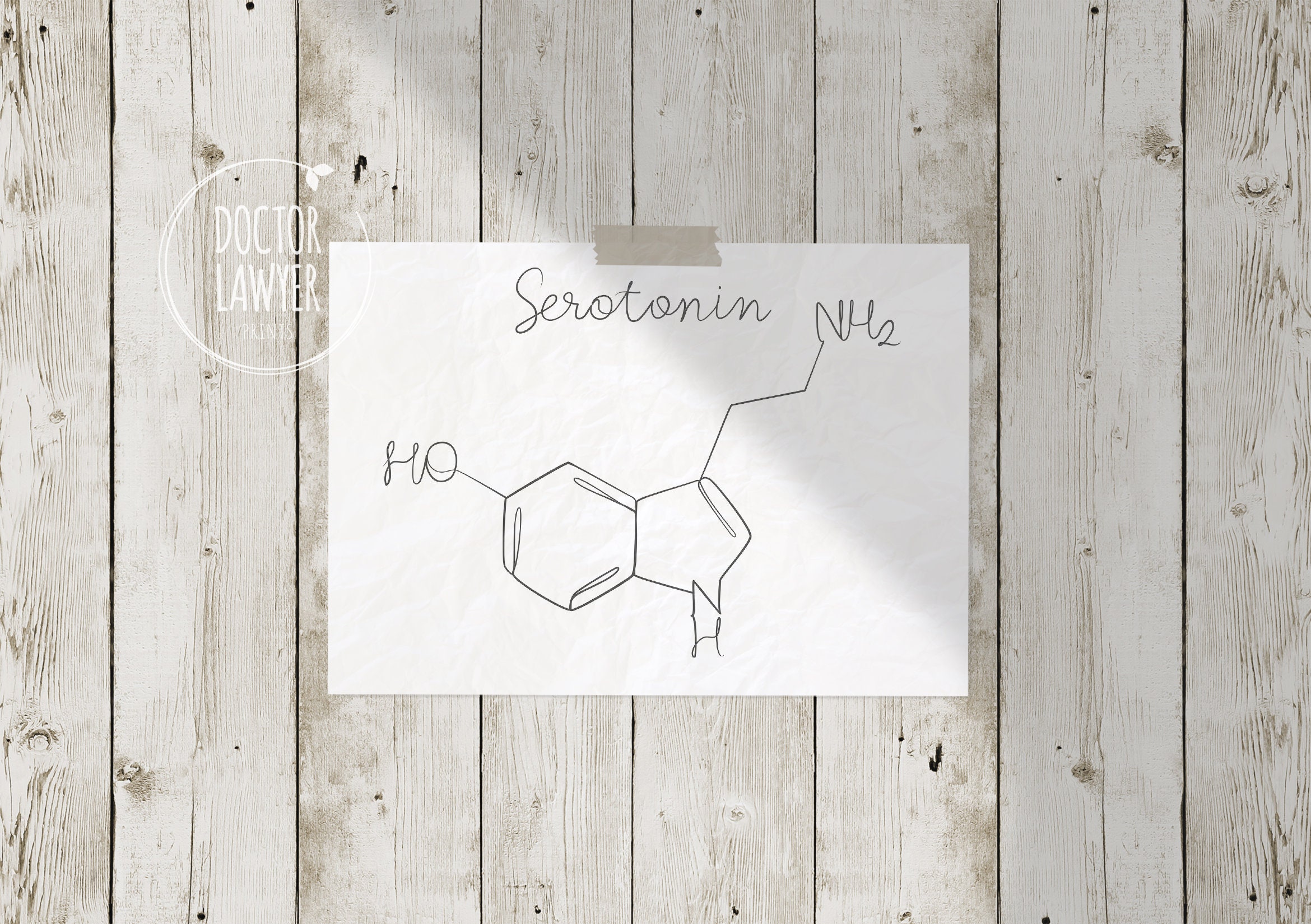 Serotonin Molecule One Line Art Print Happiness Molecule | Etsy