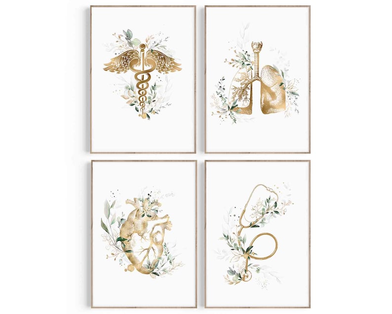 Doctor Office Decor, Medical Art Set, Doctor Graduation Gift, Med ...