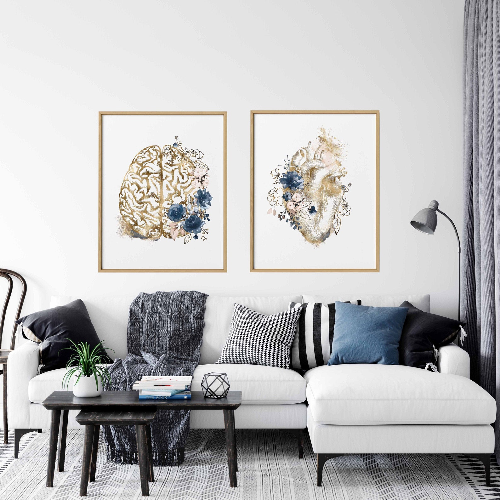 Brain Art Print Heart Anatomy Print Psychology Art Brain - Etsy