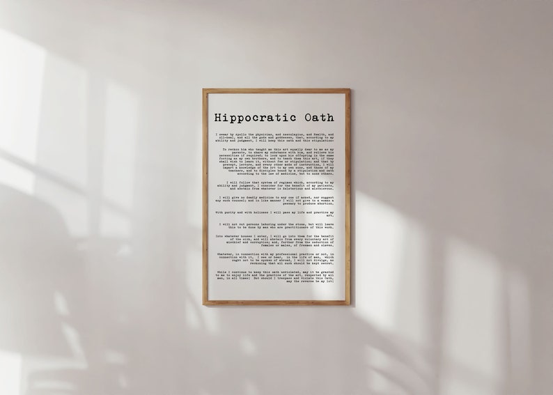 Hippocratic Oath Doctor Oath Physician Oath Doctor Gift MD - Etsy