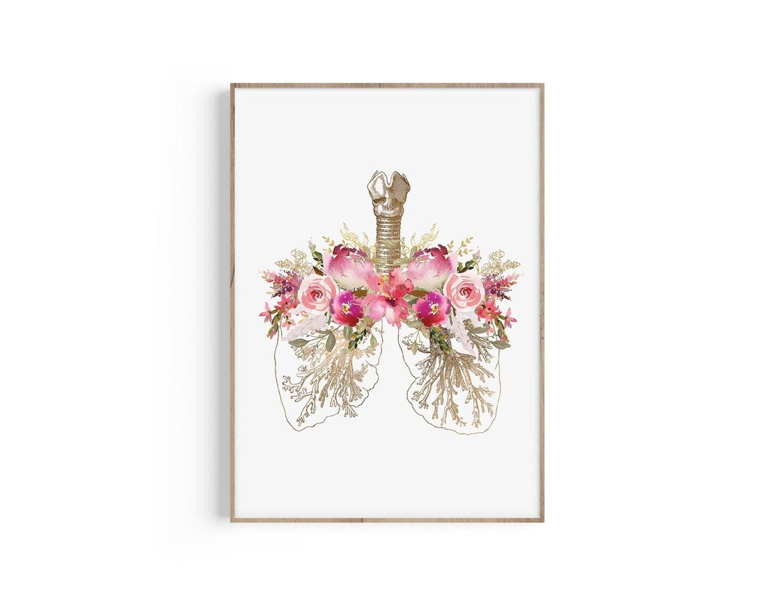 Lungs Art, Human Anatomy Art Print, Respiratory System, Anatomy Poster ...
