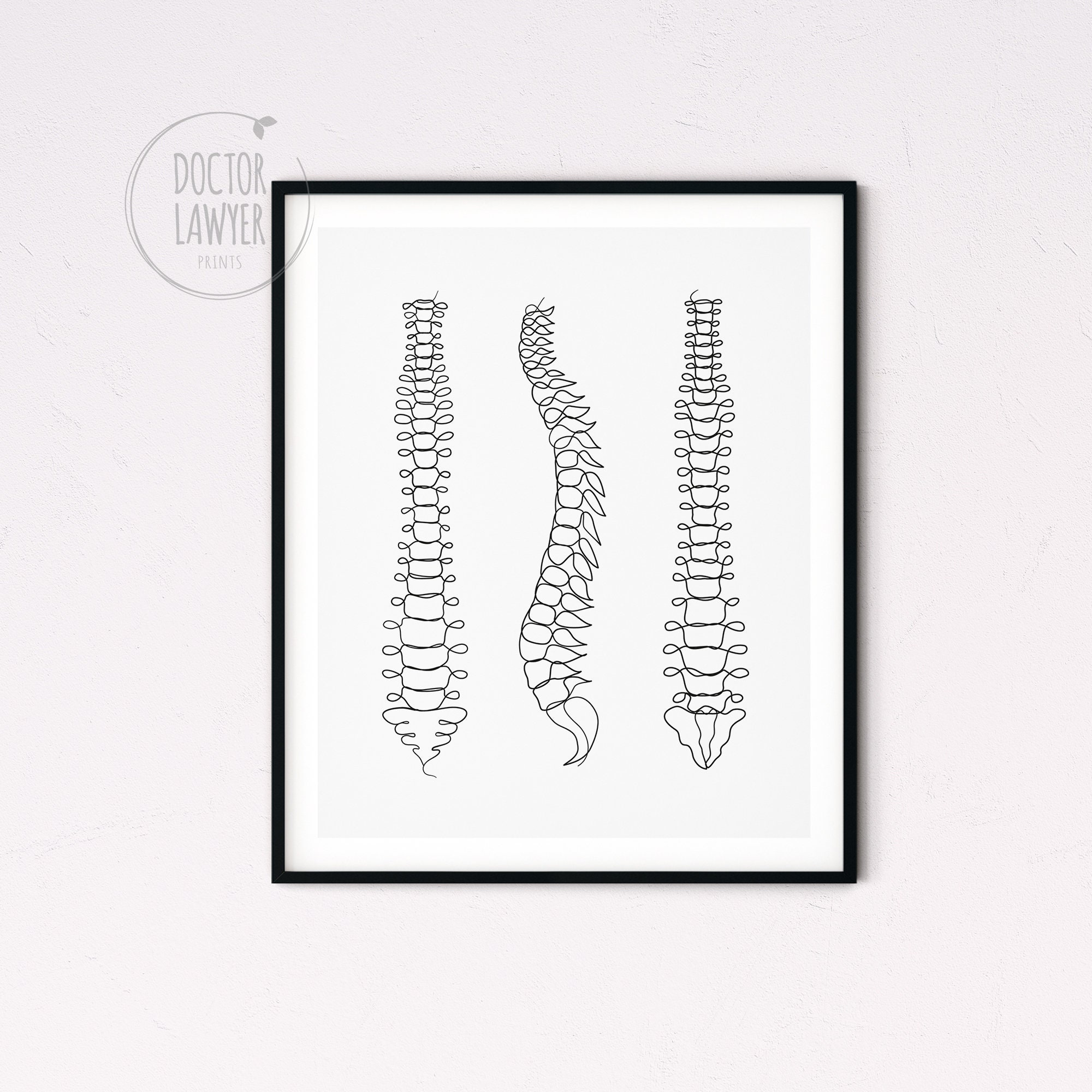 Spine One Line Art Human Spine Print Chiropractor Gift | Etsy