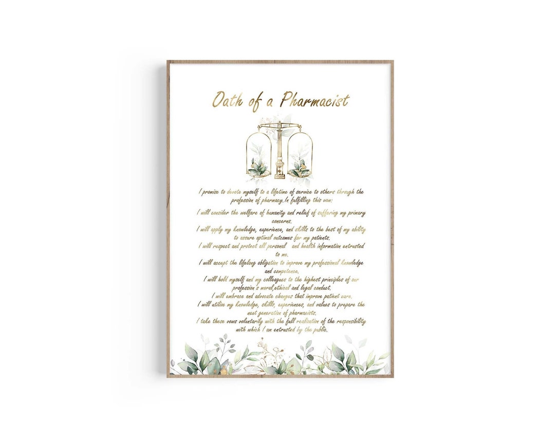 Pharmacy Oath, Promise of a Pharmacist, Pharmacy Decor, Mortar and ...