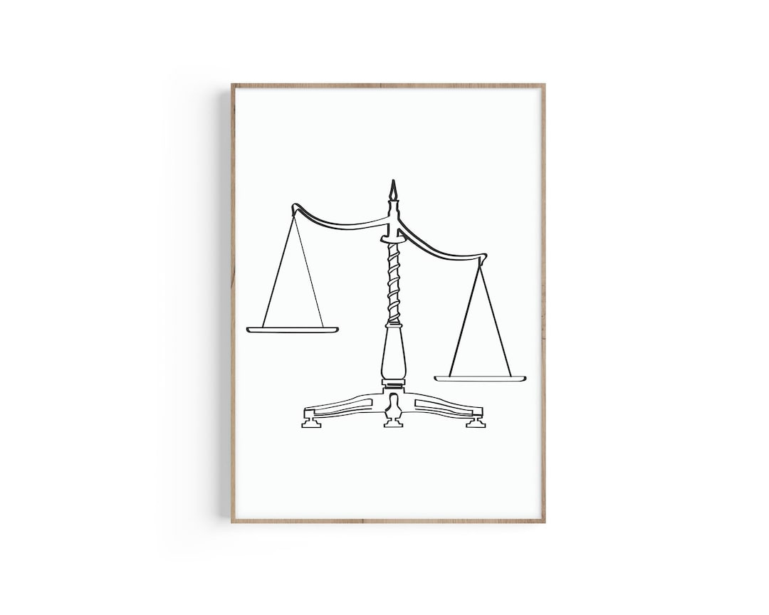 Scales of Justice One Line Art Attorney Print Lawyer Gift - Etsy