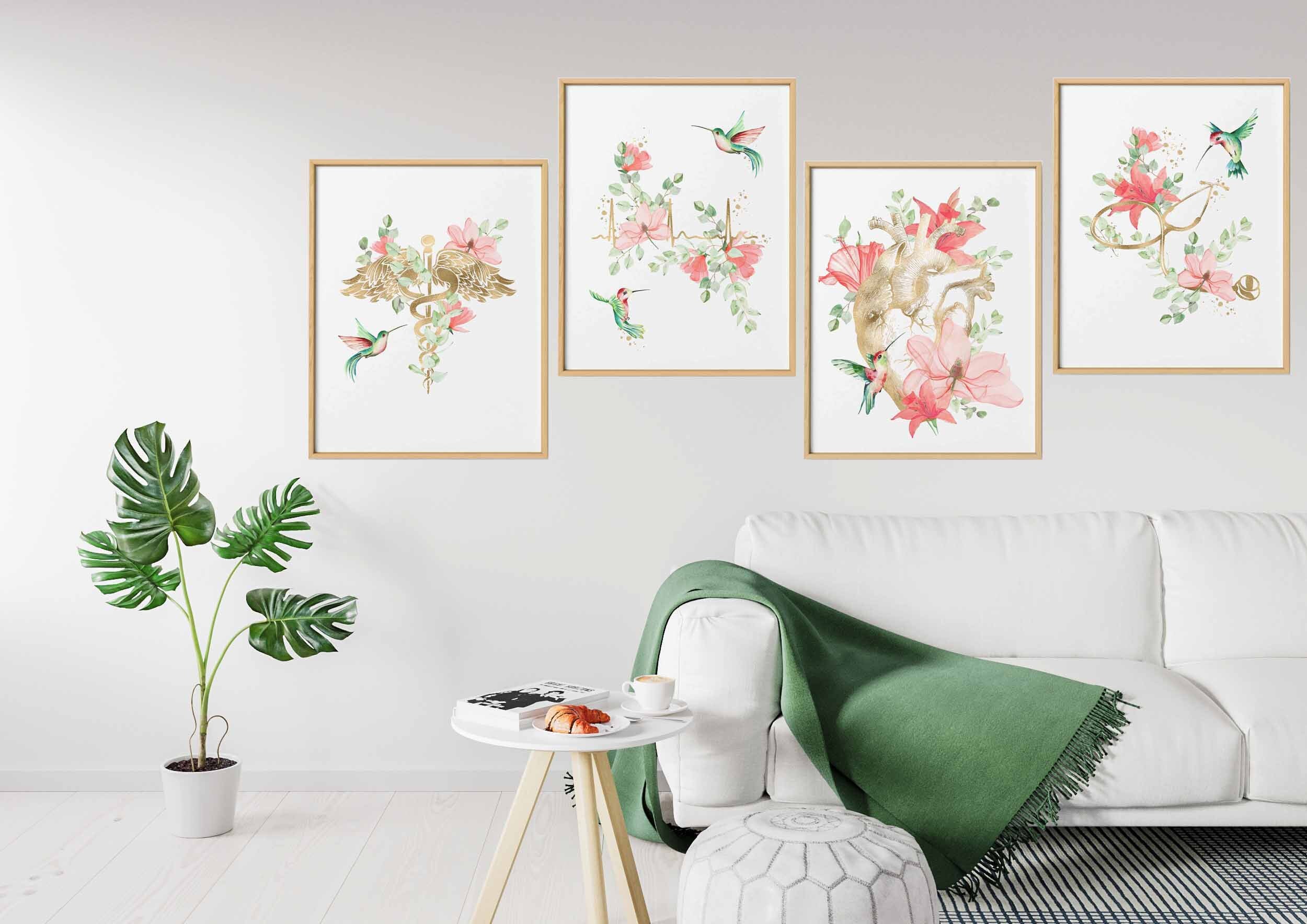 Cardiologist Doctor Office Decor Medical Art Set EKG Heart - Etsy