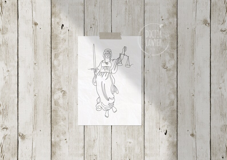 Lady Justice One Line Art Print Attorney Art Lawyer Gift | Etsy