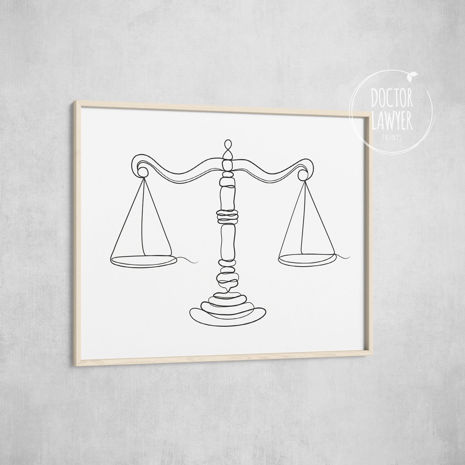 Scales of Justice One Line Art Attorney Print Lawyer Gift - Etsy