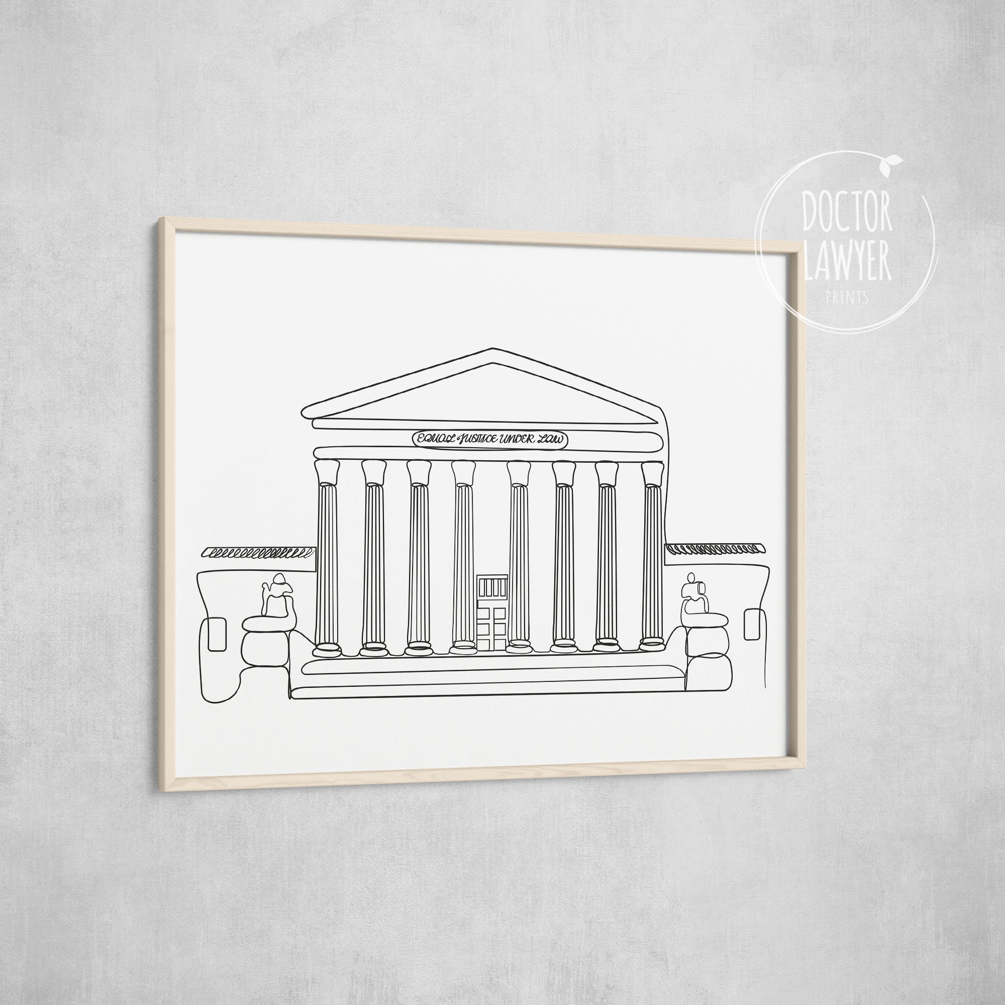 Supreme Court One Line Art Courthouse Judge Lawyer Art | Etsy