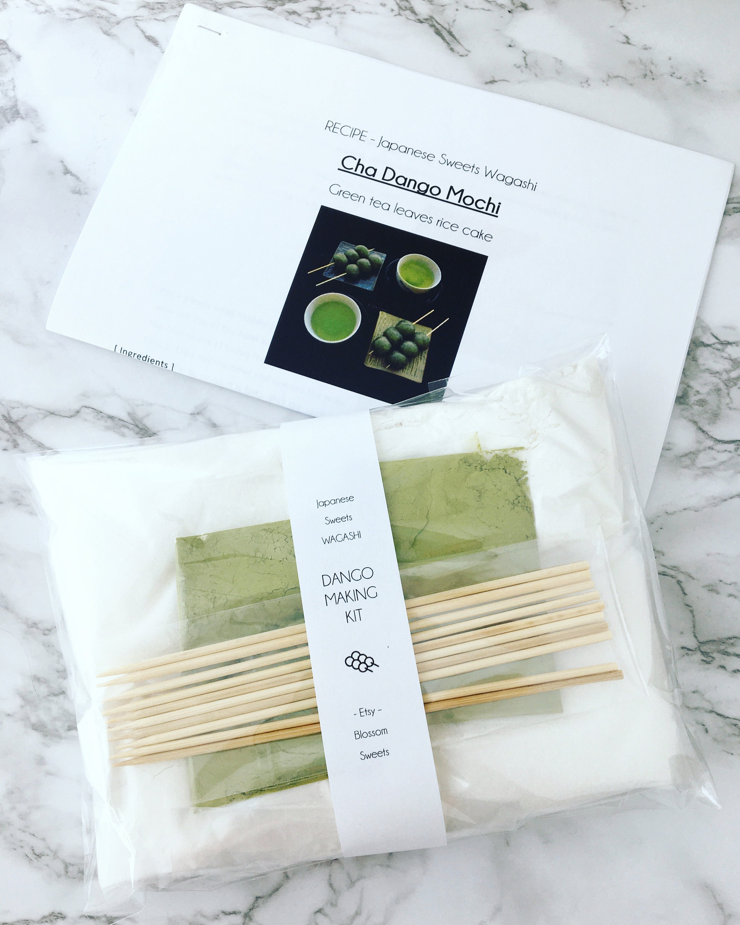 DIY Kit Green Tea Cha Dango Free Shipping 10 Skewers 30 Dumplings Mochi ...