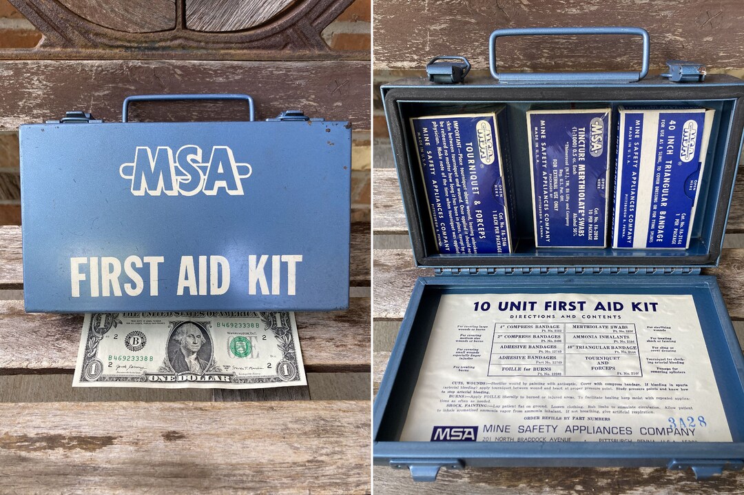 MSA 10 Unit First Aid Kit Metal Box Case Wall Mountable - Etsy