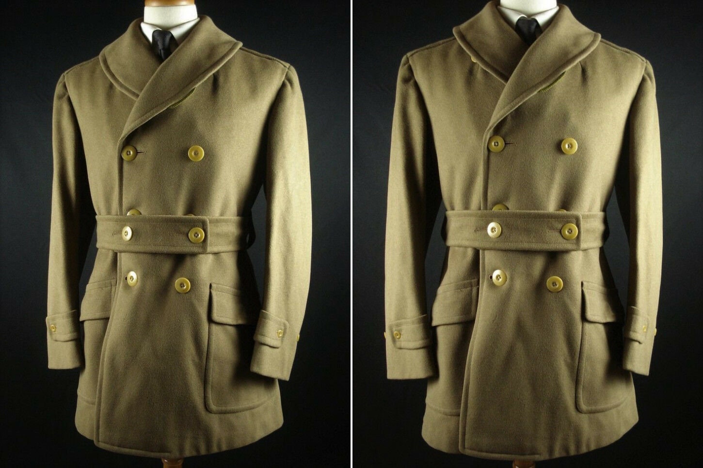 RARE Abercrombie & Fitch Army Reefer Coat Jacket Shawl Collar Sz 39 ...