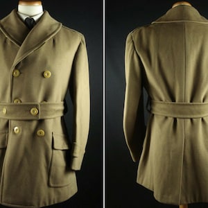 RARE Abercrombie & Fitch Army Reefer Coat Jacket Shawl Collar Sz 39 ...