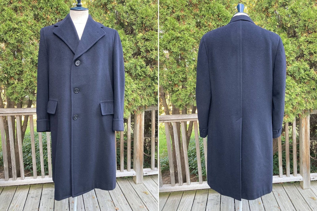 Size Fits 38-40 Walter Morton Pure Cashmere Overcoat Black Vintage 70s ...