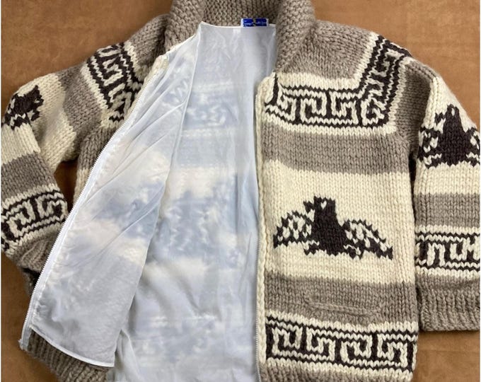 Buffalo Wool Sweater Cowichan Style Hand Knit Men's Canadian Cardigan ...
