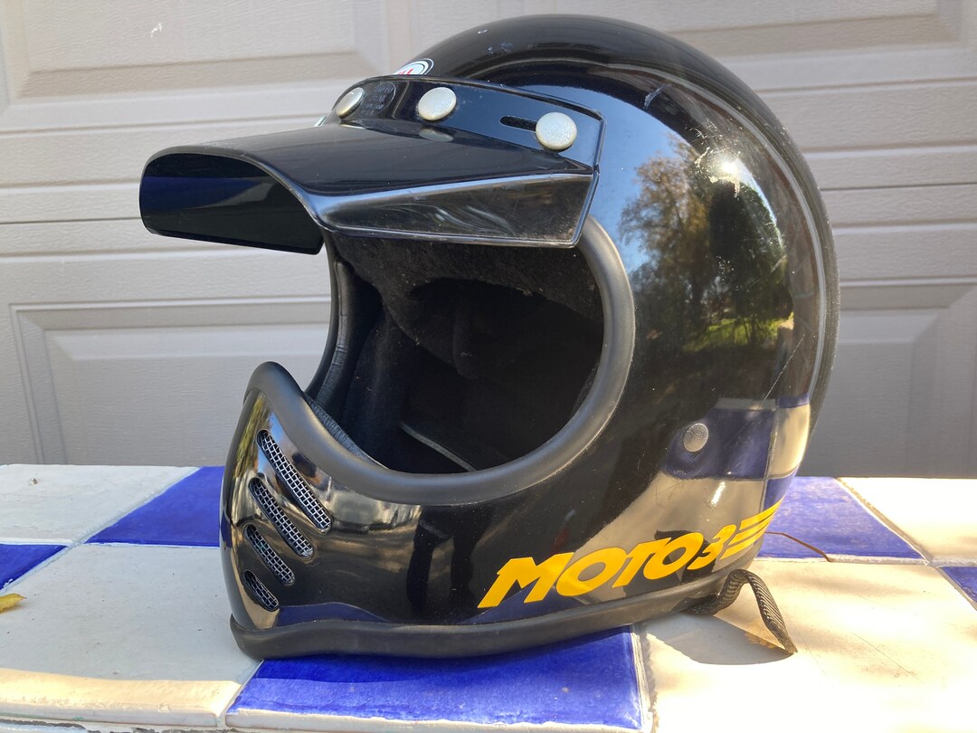 1980s BELL MOTO 3 Motocross Motorcycle Dirt Off-road Helmet Black ...