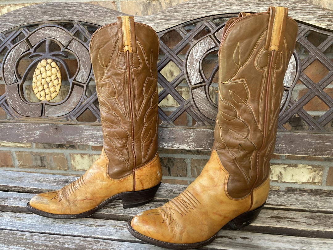 7B Men's 8-8.5 Women's SANDERS Western Cowboy Boots Vintage - Etsy