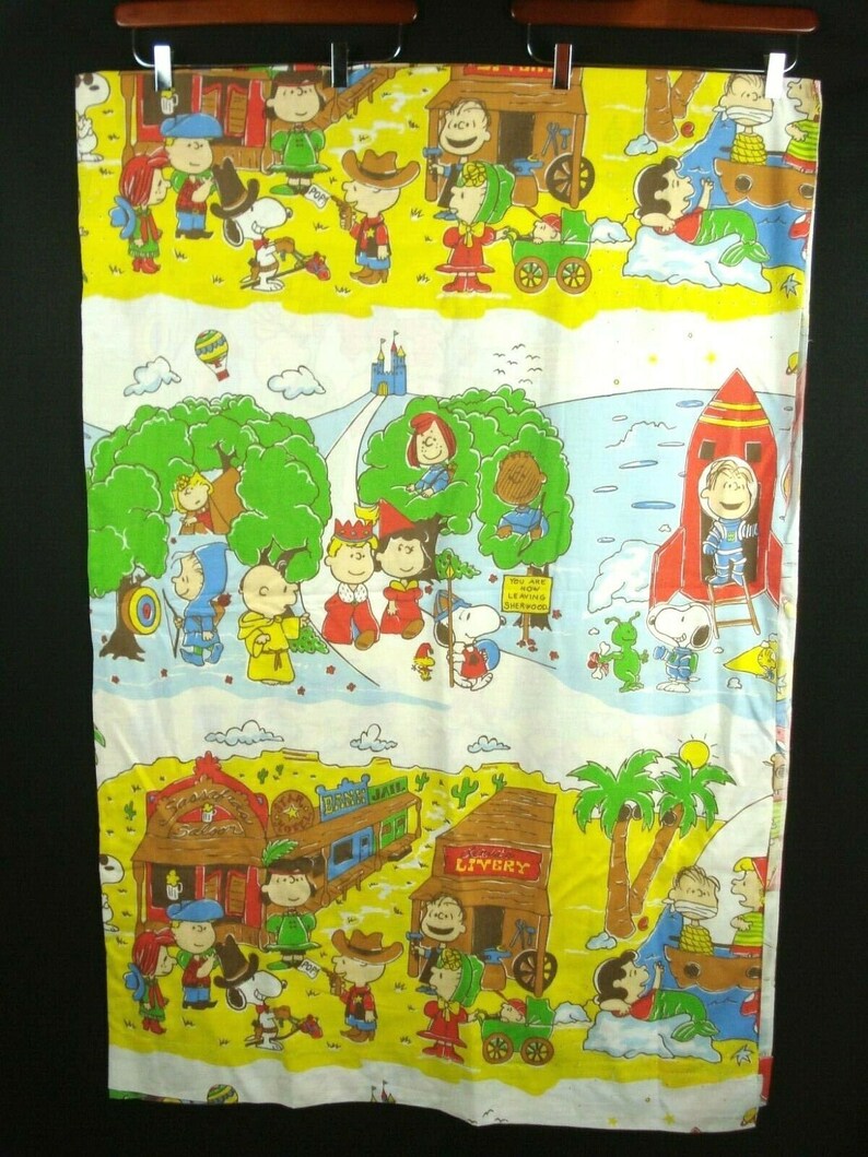 70s Peanuts Snoopy Goes West Twin Sheets Flat Vintage - Etsy