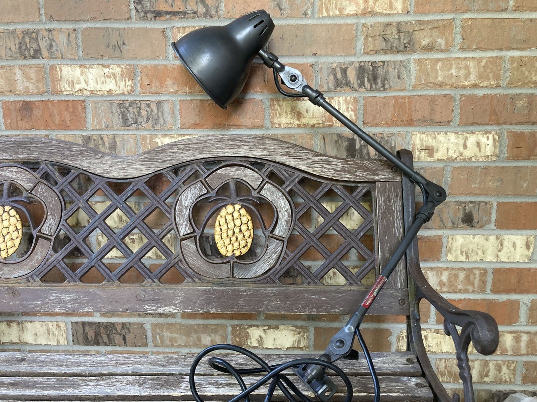 Vintage Dayton Industrial Articulating Table Work Bench Shop Lamp Mid ...