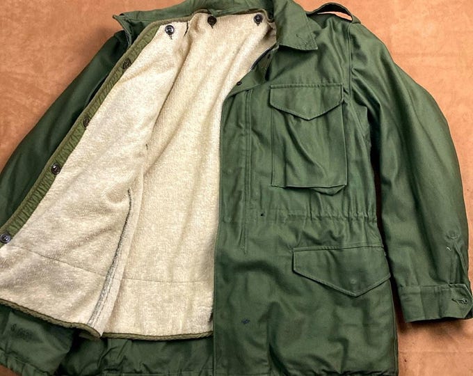 Vintage M65 Field Jacket Og 107 Sateen Cotton Olive Green Coat Military ...