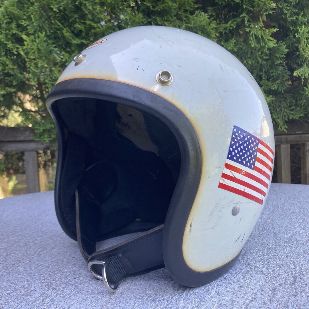 70s BELL R-T Motorcycle Helmet 7 1/4 White Vintage - Etsy
