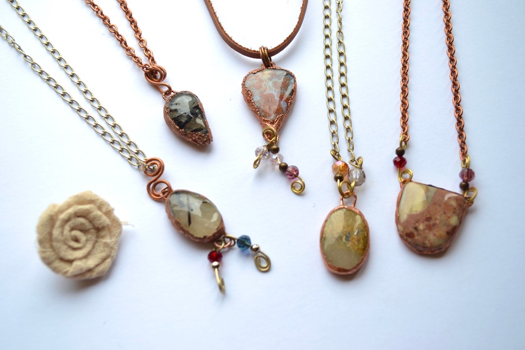 Lagoon Agate Necklace, Red Stone Necklace, Tourmaline Quartz Pendant ...