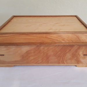 Curly Birch and Birdseye Maple Large Wood Box With Removable Tray ...