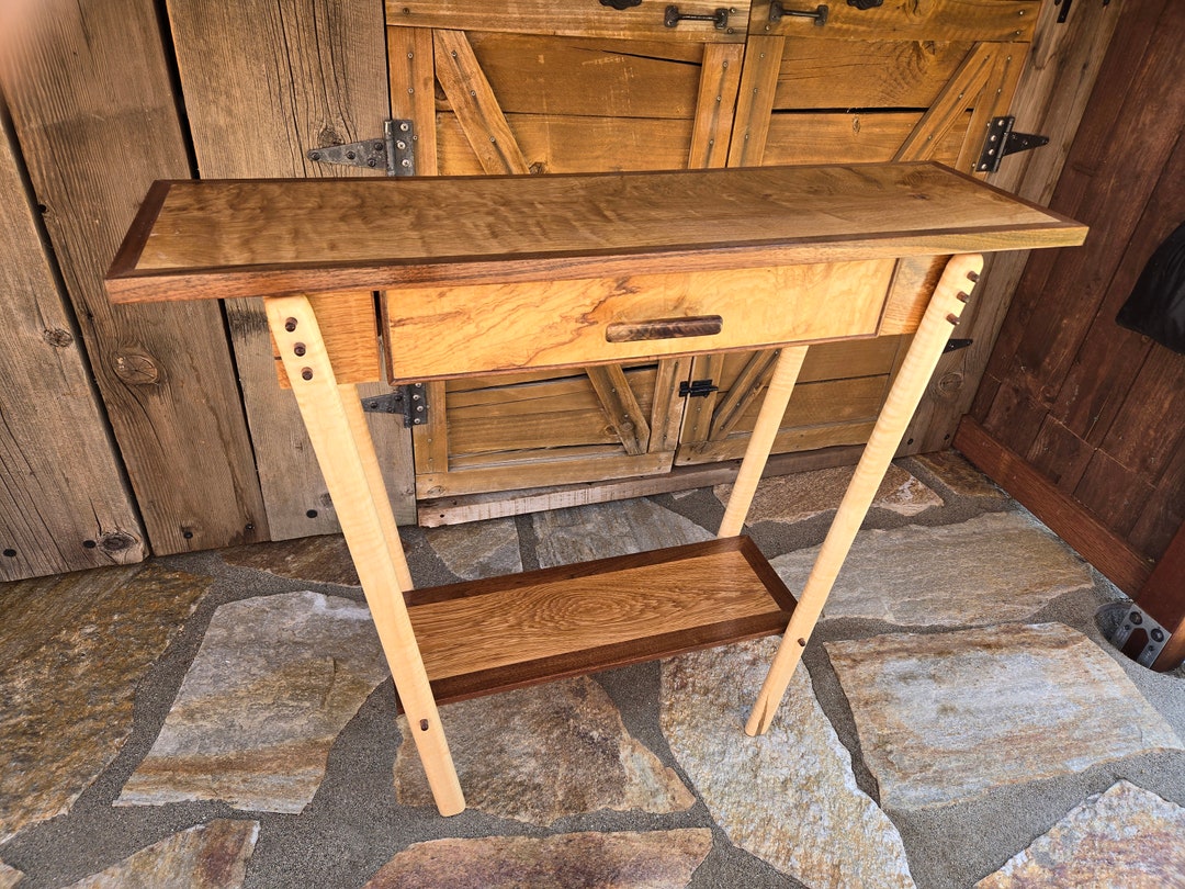 Curly White Oak and Curly Maple Table Handmade Solid Wood Accent ...