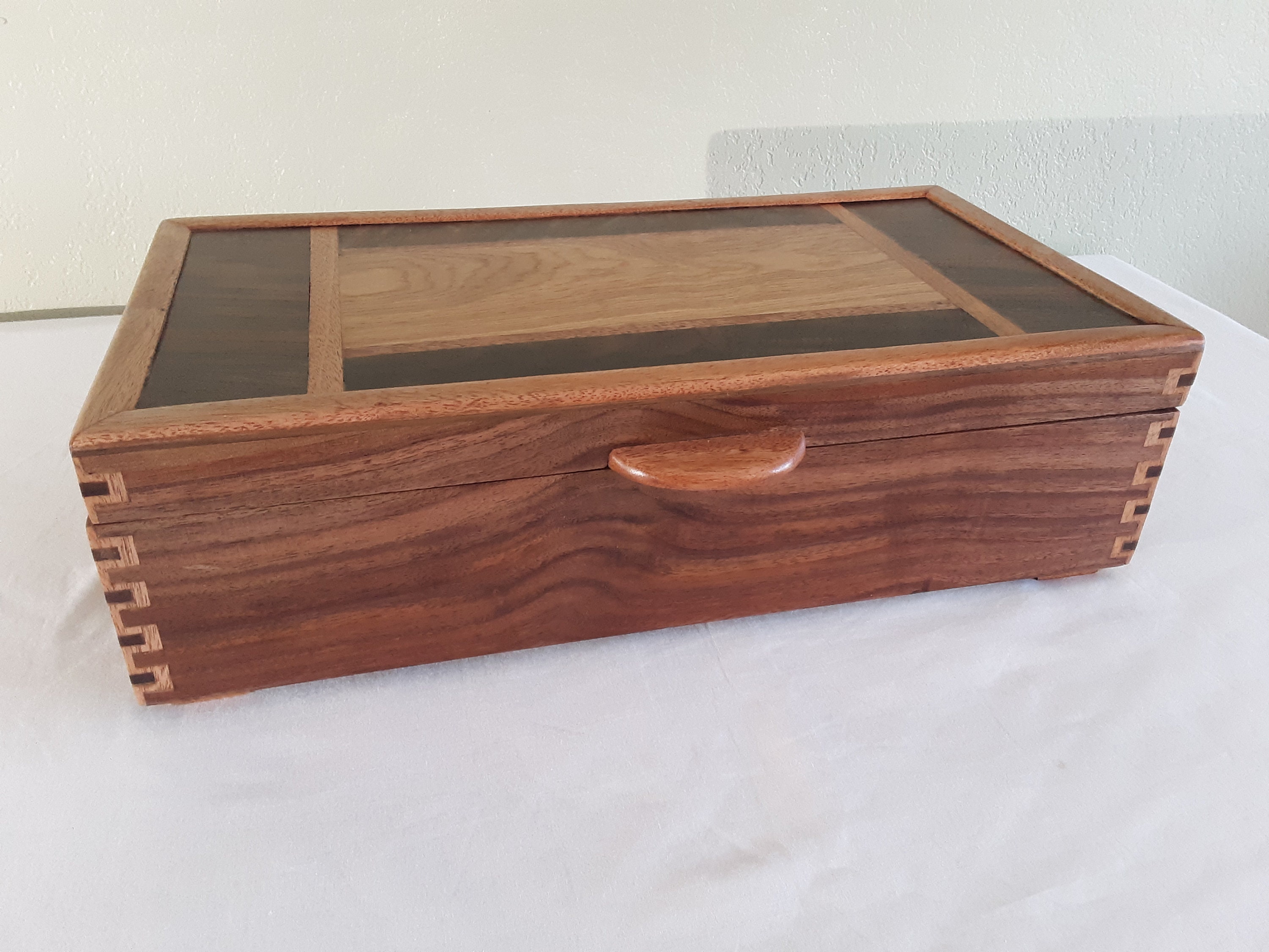 X-large Walnut and White Oak Box Jewelry Box Men's Valet Keepsake ...