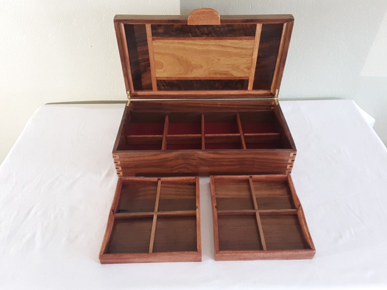 X-large Walnut and White Oak Box Jewelry Box Men's Valet Keepsake ...