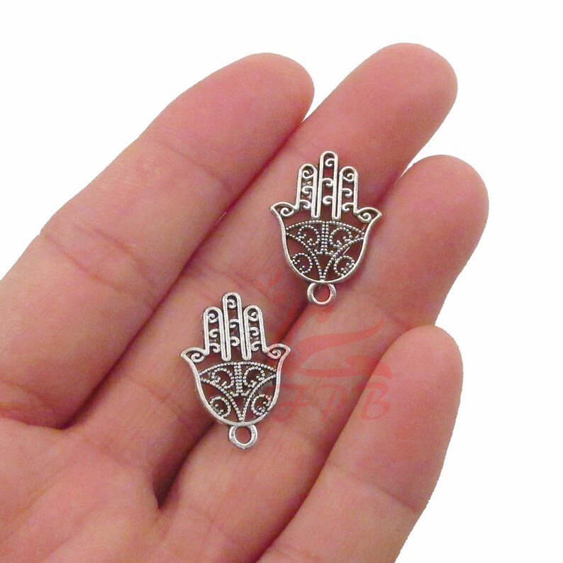 10 Hamsa Hand Charm 21mm Wholesale Silver Plated Pendants | Etsy