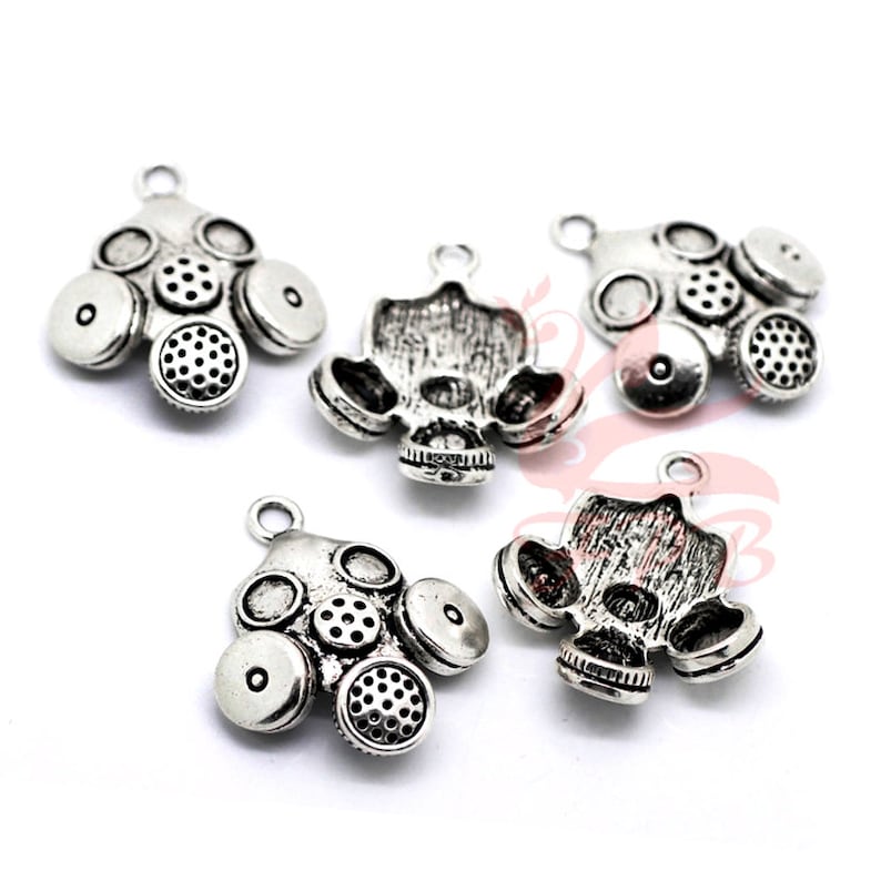 2 Gas Mask Charms 33 Antique Silver Plated Steampunk Style - Etsy