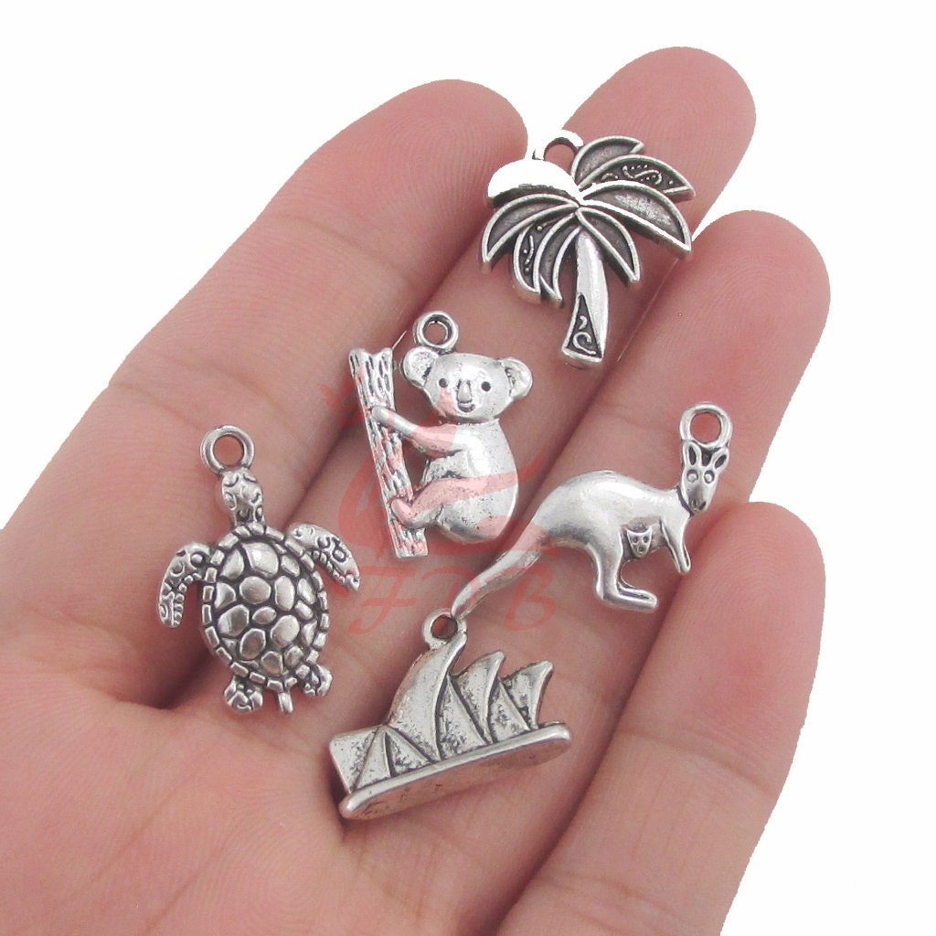 Australia Charms 10 Pieces Set - Wholesale Antiqued Silver Plated ...