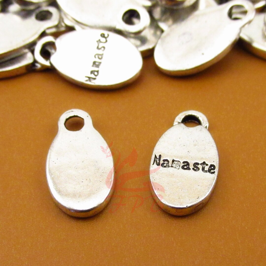 5 Namaste Charms 15mm Wholesale Antiqued Silver Plated Yoga Pendants ...