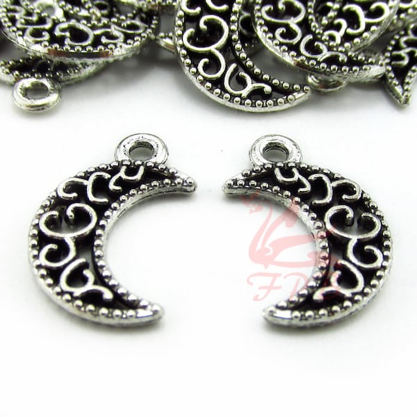 Silver Moon Charm - Etsy