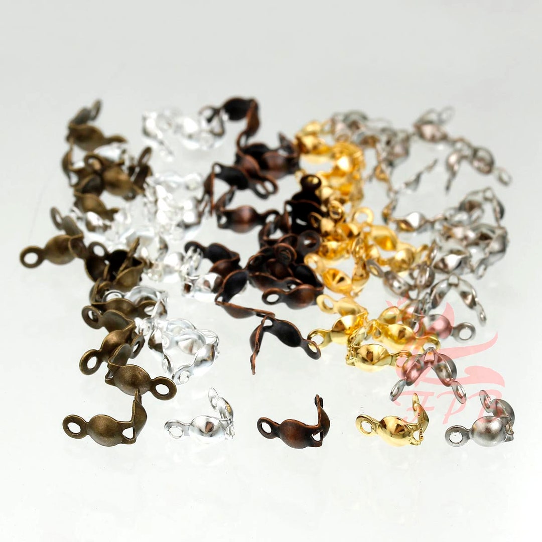 500 Clamshell Bead Tips Mixed Colors - Bulk Wholesale Iron Alloy End ...