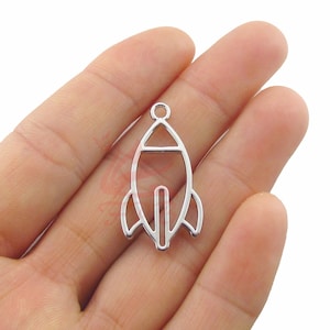 2 Rocket Charms 30mm Wholesale Gold Plated Space Rocketship Pendants ...