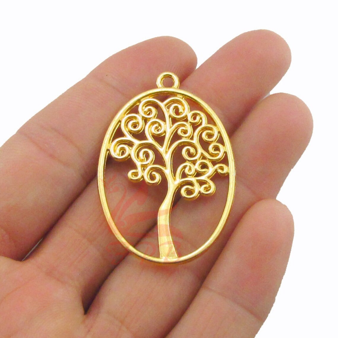 5 Tree of Life Charms 40mm Wholesale Gold Plated Tree Pendants ...
