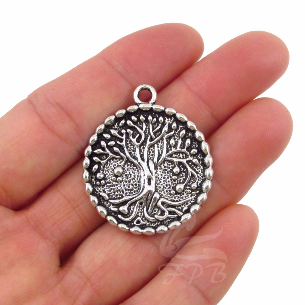 2 Tree of Life Charm 34mm Wholesale Antiqued Silver Plated | Etsy
