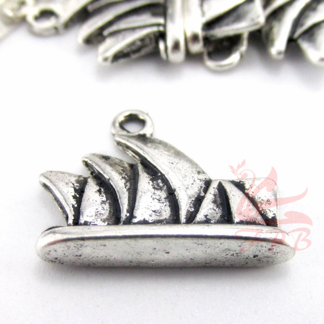 5 Sydney Opera House 19mm Antiqued Silver Plated Charms SC0103685 - Etsy