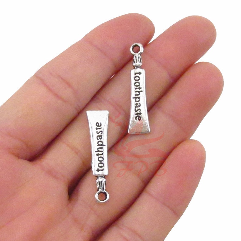 10 Toothpaste Charms 28mm Wholesale Antiqued Silver Plated Pendants ...