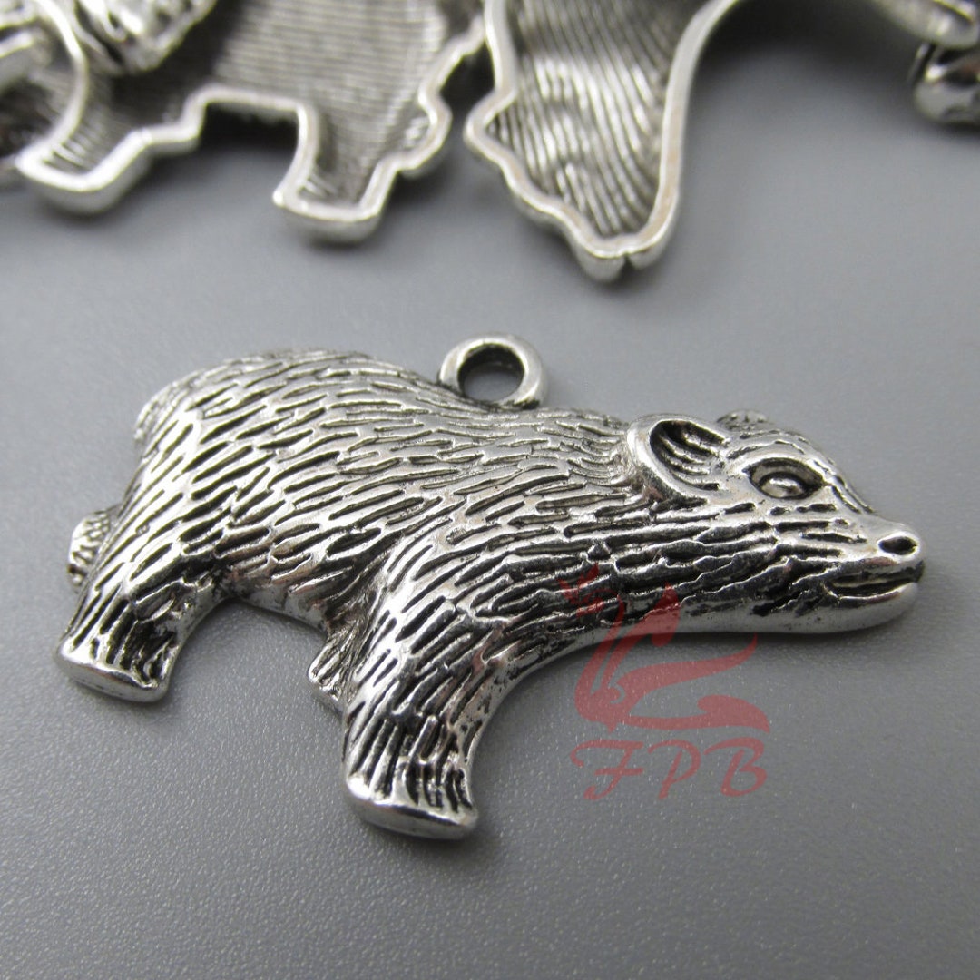 10 Badger Charms 29mm Antiqued Silver Plated Pendants SC0098893 - Etsy UK