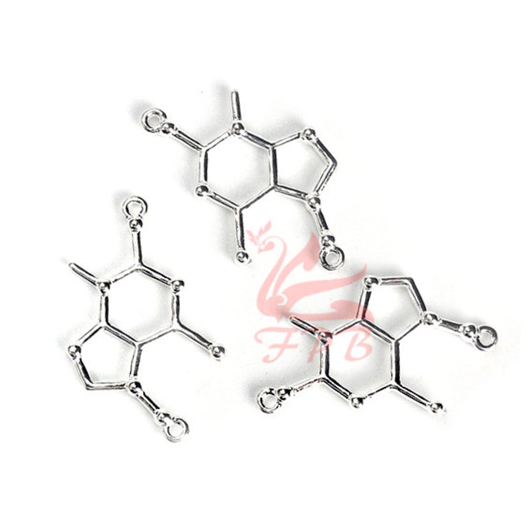 5 Chocolate Theobromine Molecule Charms 32mm Wholesale Silver Plated ...
