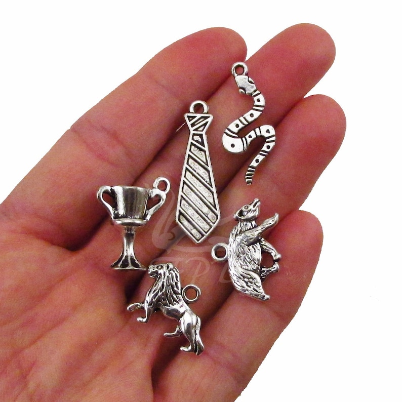 HP Fandom Charms 10 Pieces Set - Mixed Antiqued Silver Plated Charms ...