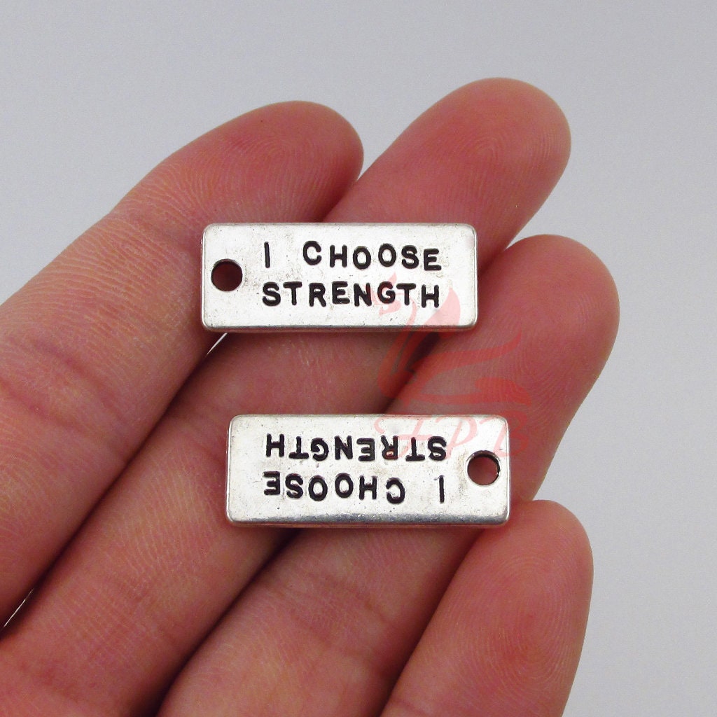 2 I Choose Strength Charms 24mm Wholesale Antiqued Silver - Etsy