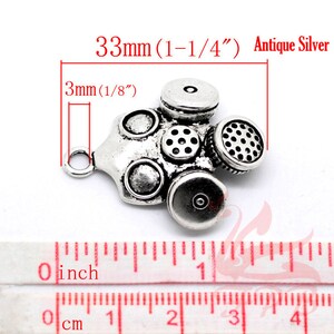 2 Gas Mask Charms 33 Antique Silver Plated Steampunk Style Pendants ...