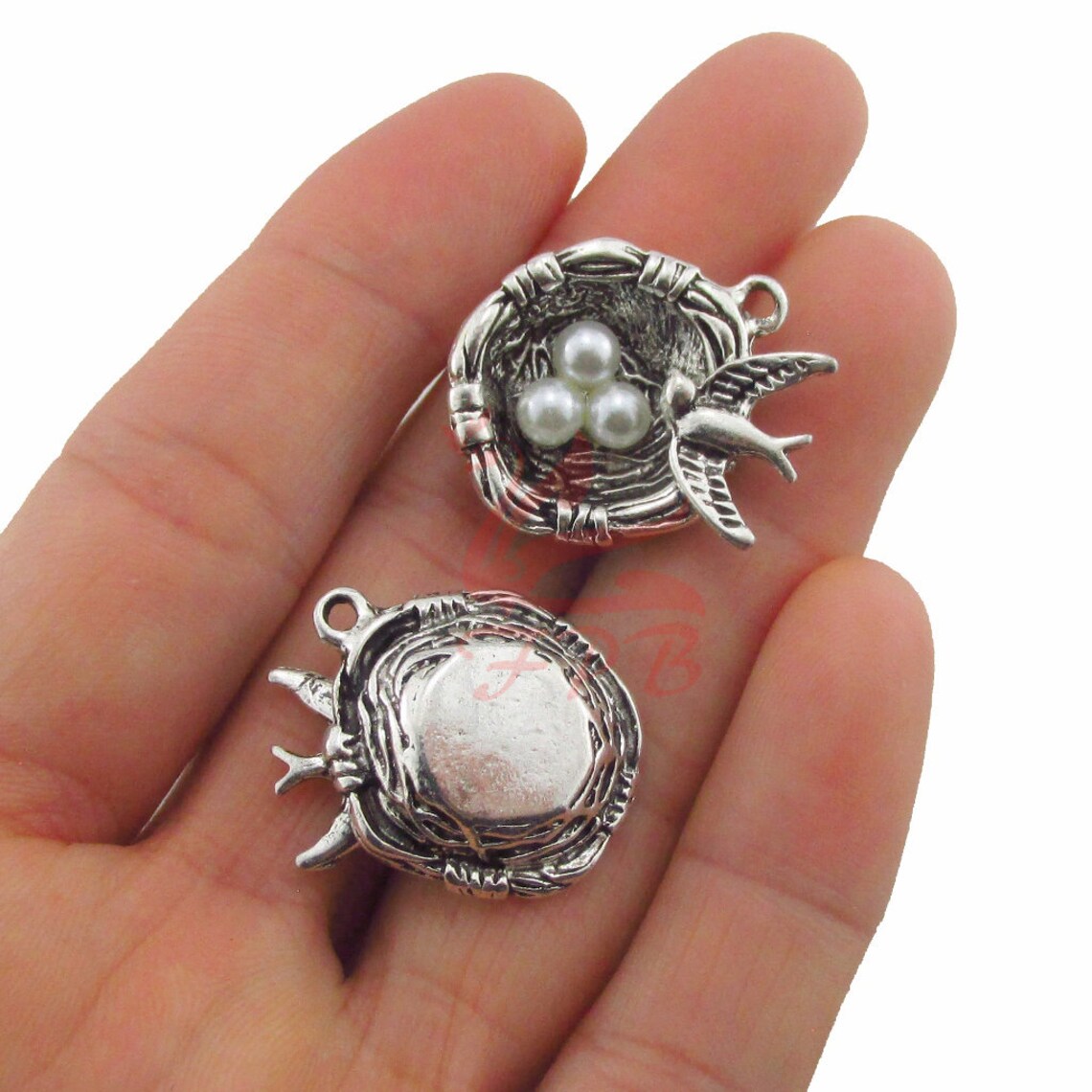 2 Bird Nest Charms 24mm Wholesale Antiqued Bronze Animal Pendants ...