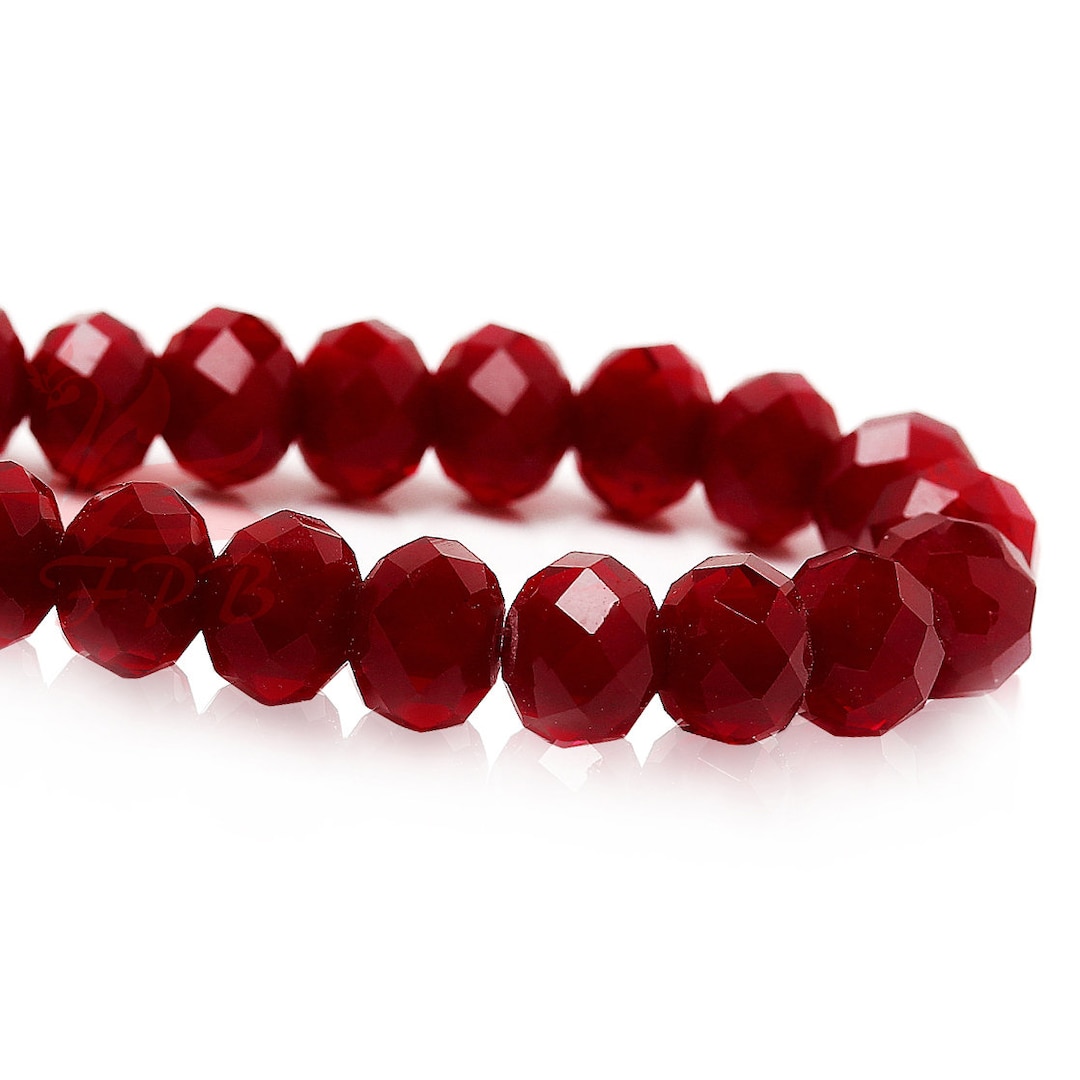 20 Dark Red Glass Beads 8mm Wholesale Faceted Crystal Glass Beads for ...