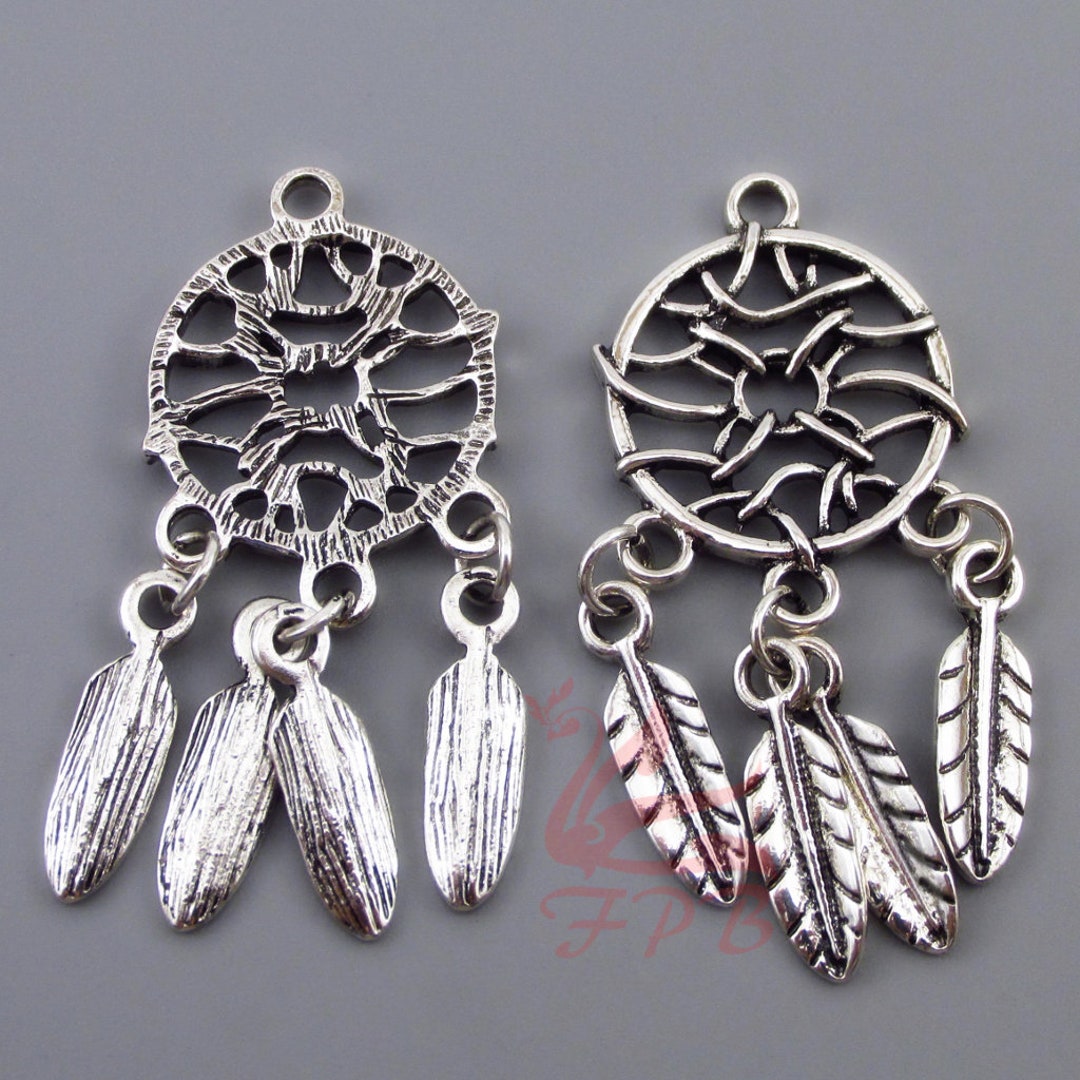 1 Dreamcatcher Pendants 46mm Wholesale Antiqued Silver Plated Dream ...