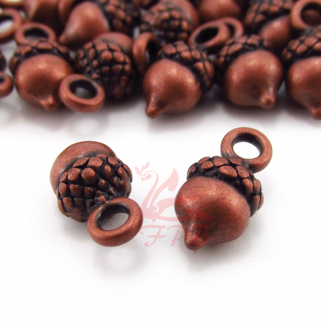 10 Copper Acorn Charms 14mm Wholesale Antiqued Copper Autumn Pendants ...