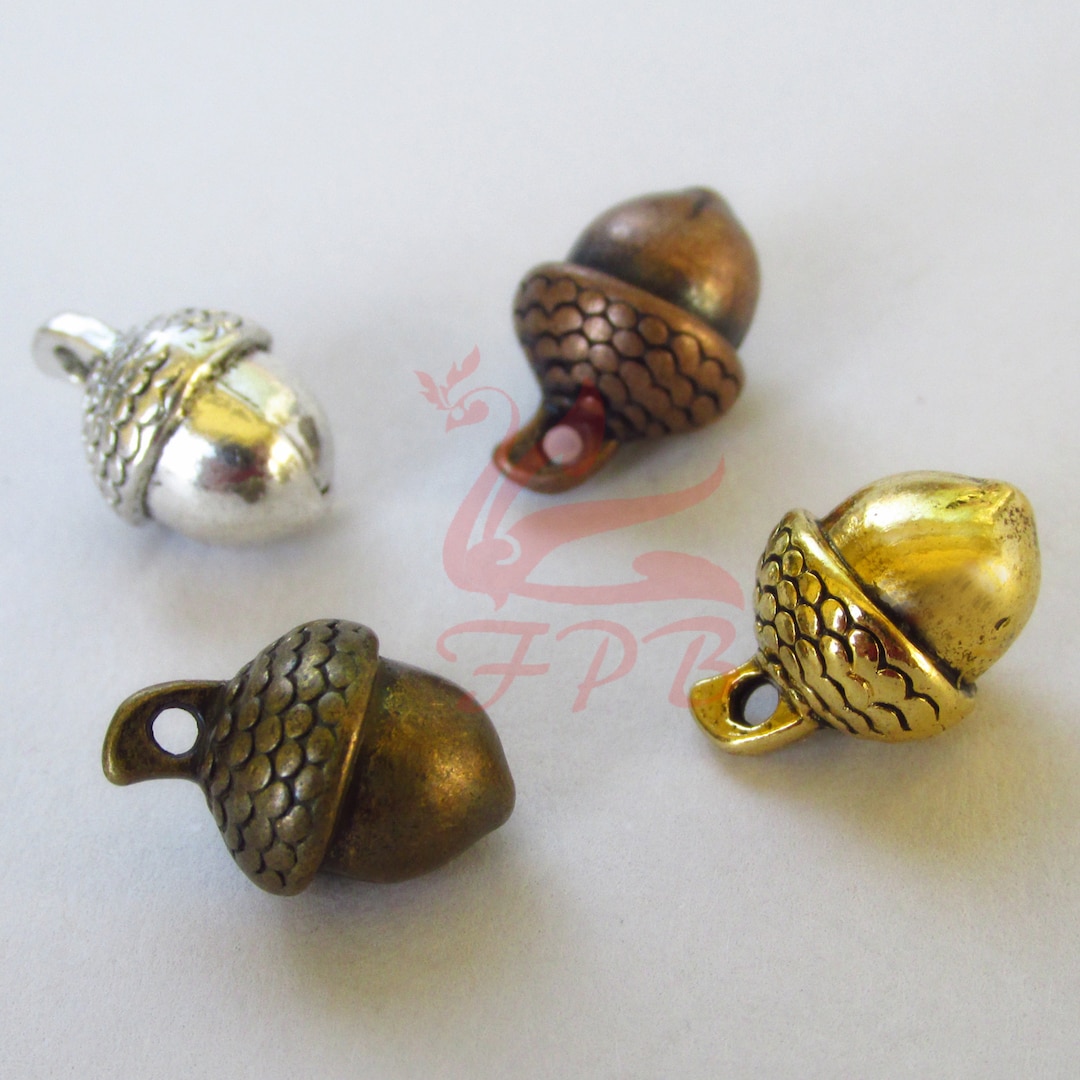 Autumn Acorns Charms 4 Pieces Set - Gold Copper Silver Bronze Mixed ...